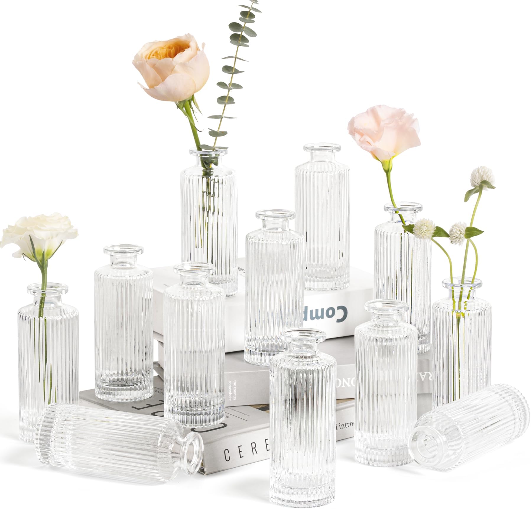 Amazon.com: Didaey Glass Bud Vases Set of 12, Small Clear Flower Vases ...