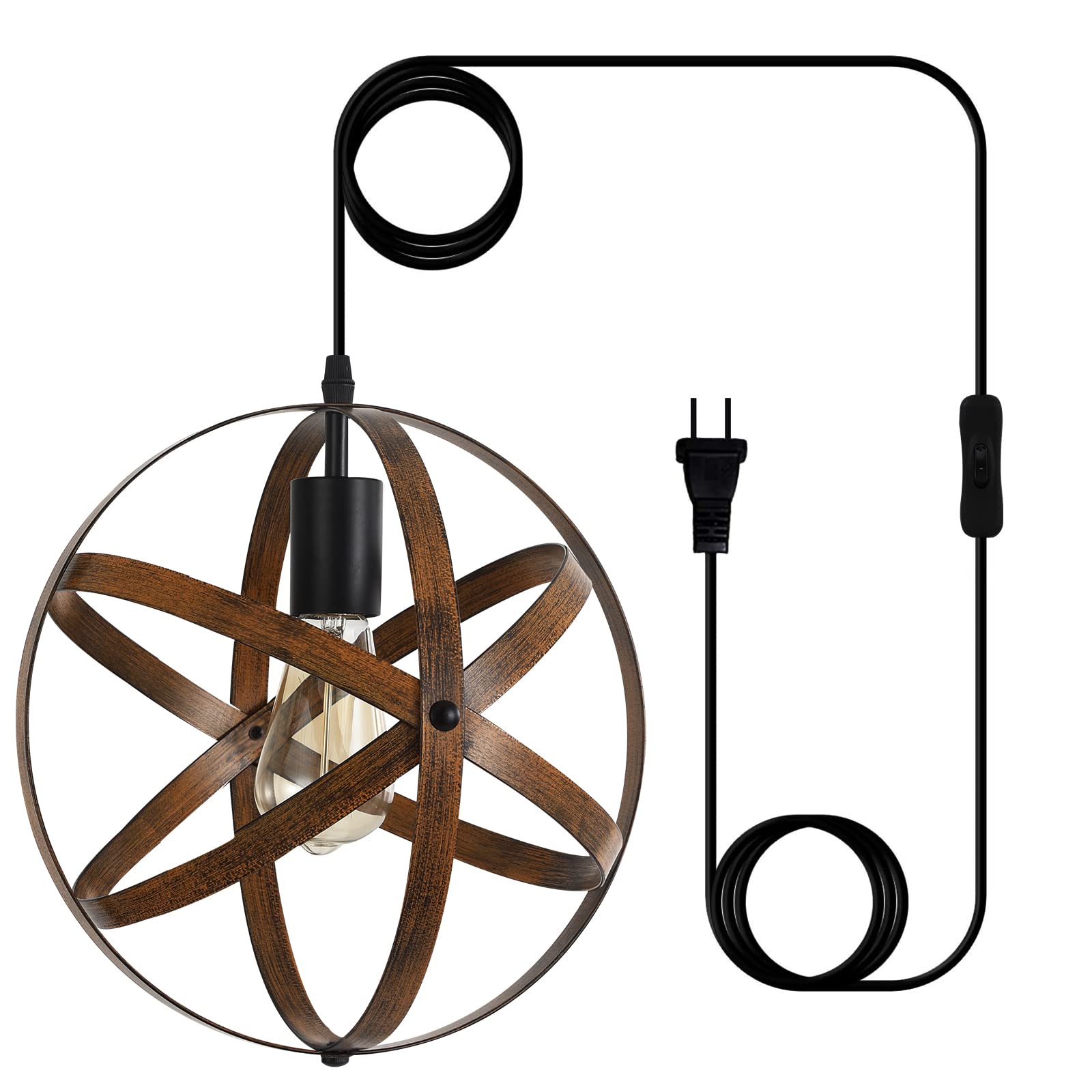 Snapklik.com : SEEBLEN Industrial Hanging Light, Plug In Pendant Light