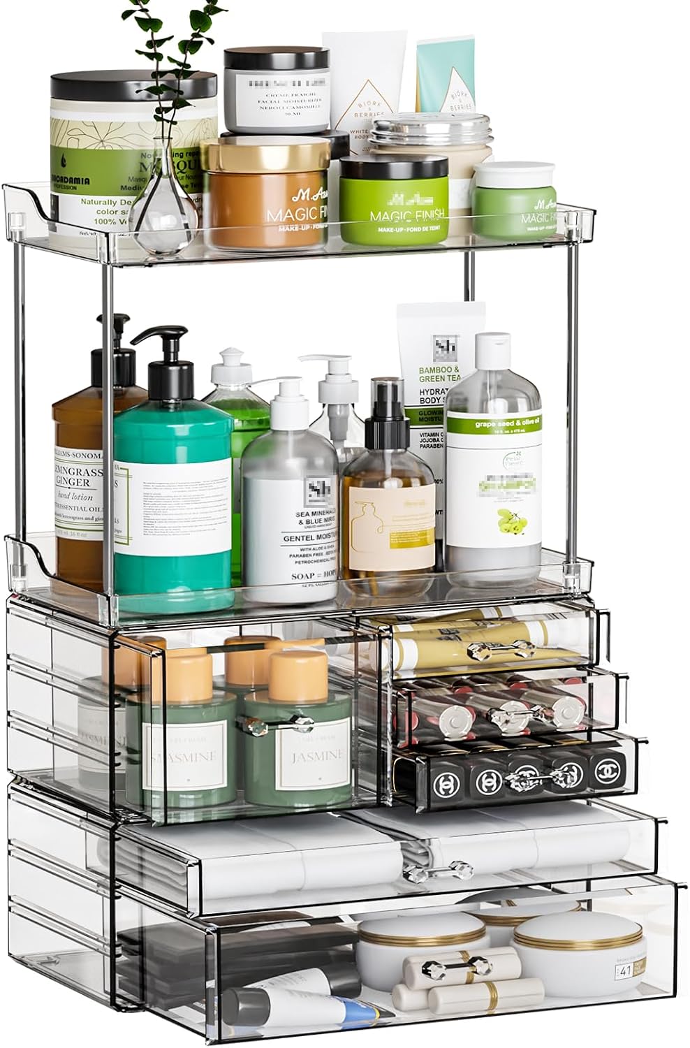 Amazon.com: SuoXing Clear Acrylic Makeup Organizer for Bathroom,Vanity ...