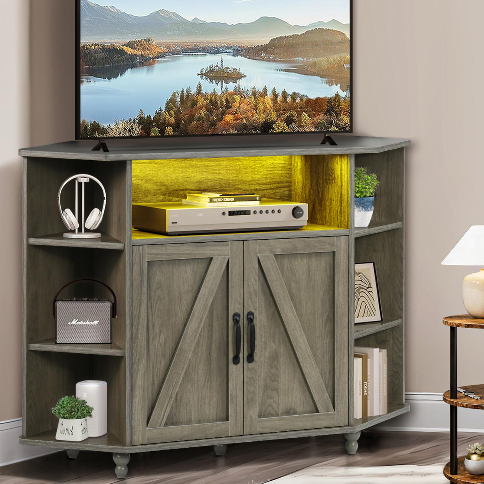 Amazon.com: 4 EVER WINNER Corner TV Stand with for TVs up to 55 Inch ...