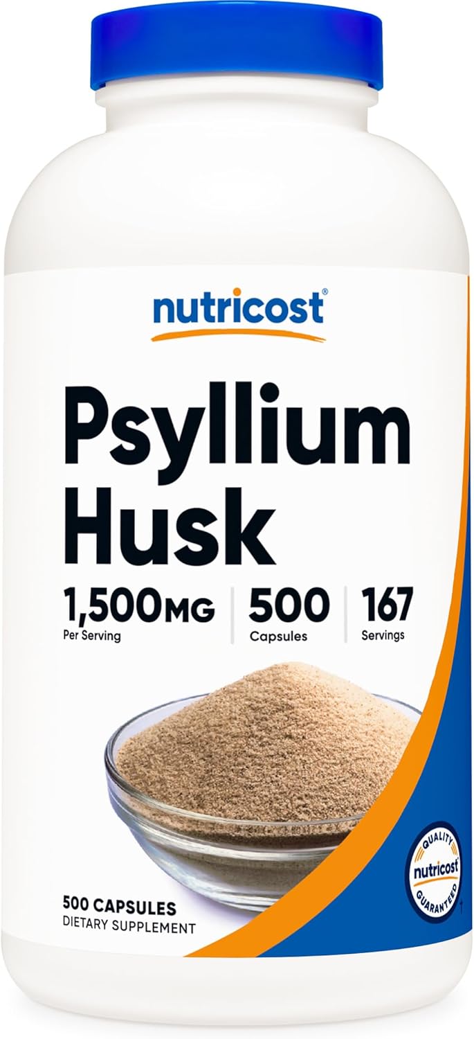 Nutricost Psyllium Husk 1500mg Per Serving, 500 Capsules - Non-GMO ...