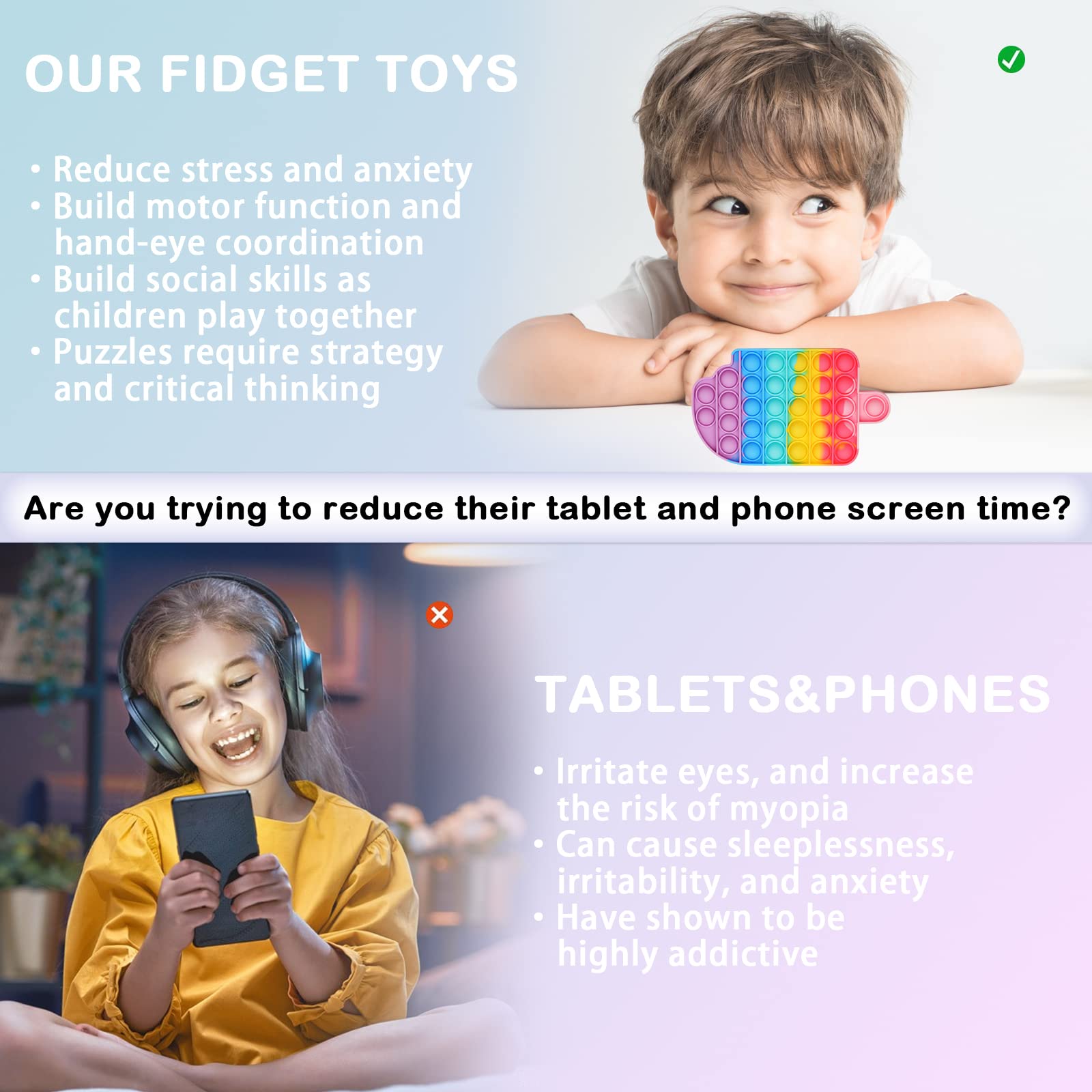 Buy 55Pcs Fidget Toys, Fidget PopIts Pack Popper Mini Bulk Toy Set for ...