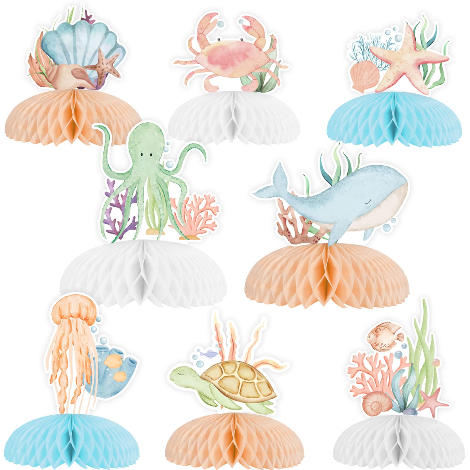 Amazon.com: Jollyboom Ocean Sea Animals Honeycomb Centerpiece, Under ...