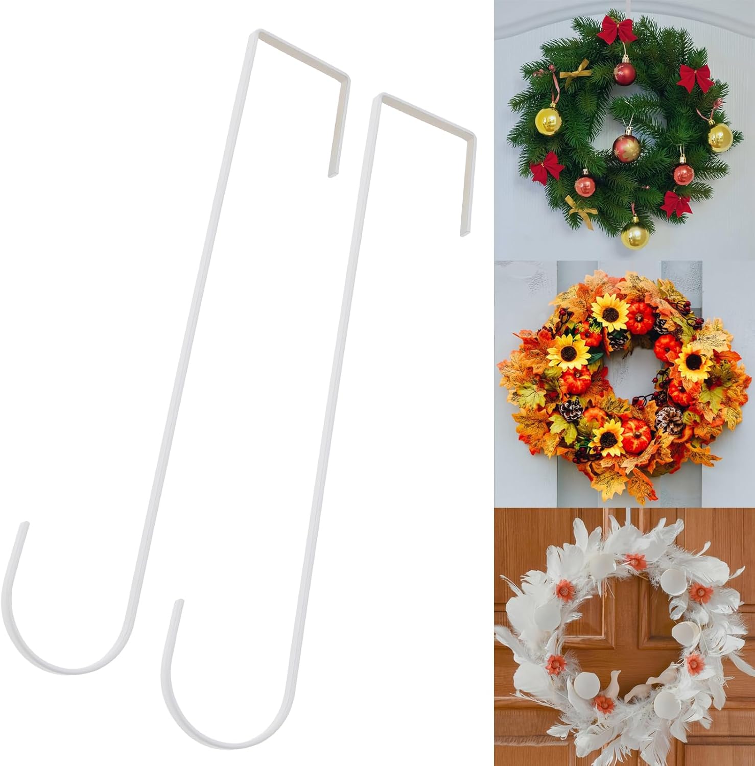 ZningEsxi 30cm Wreath Hanger for Front Door 2 Pack Metal Over Hook ...