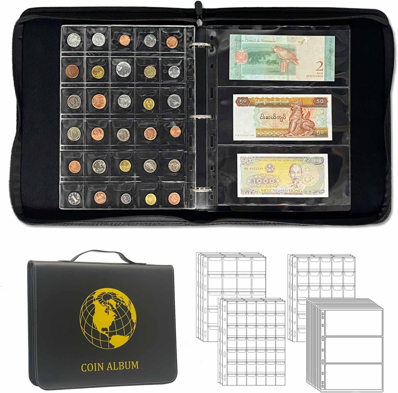 Amazon.com: Ettonsun 120 Pockets Currency Paper Money Collection Book ...