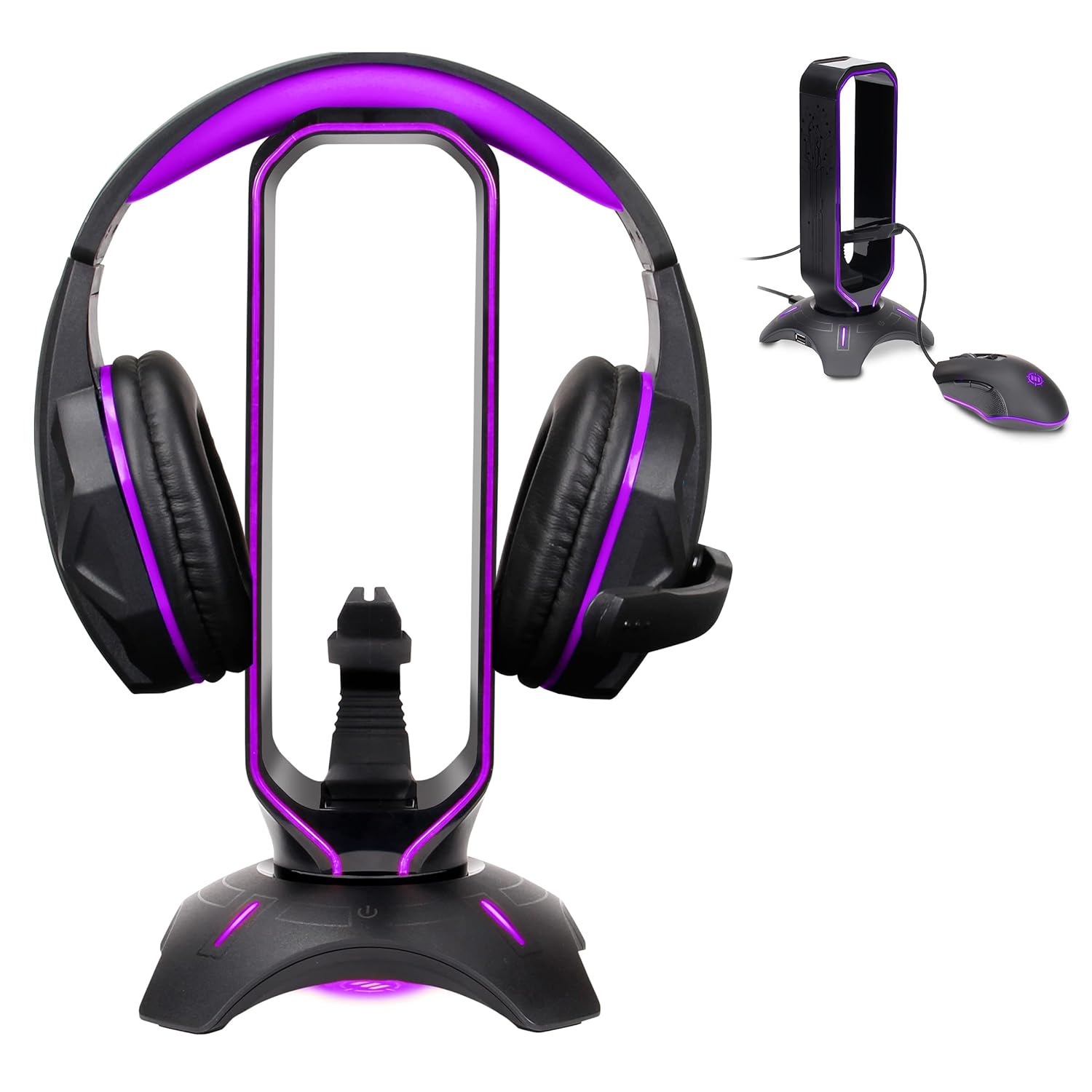 ENHANCE Gaming Headset Stand - LED Headphone Hanger with Mouse Bungee ...