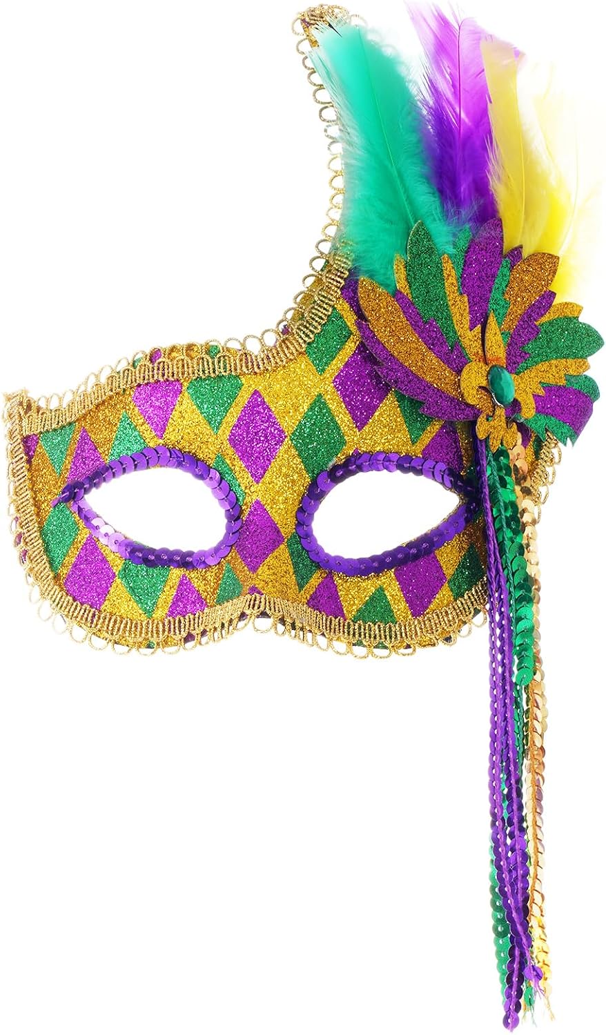 Amazon.com: Mardi Gras Feather Mask for Women, Venetian Carnival ...