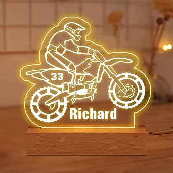 Dirt Bike Gift 3D Motocross Night Light Personalized Name Motocross ...