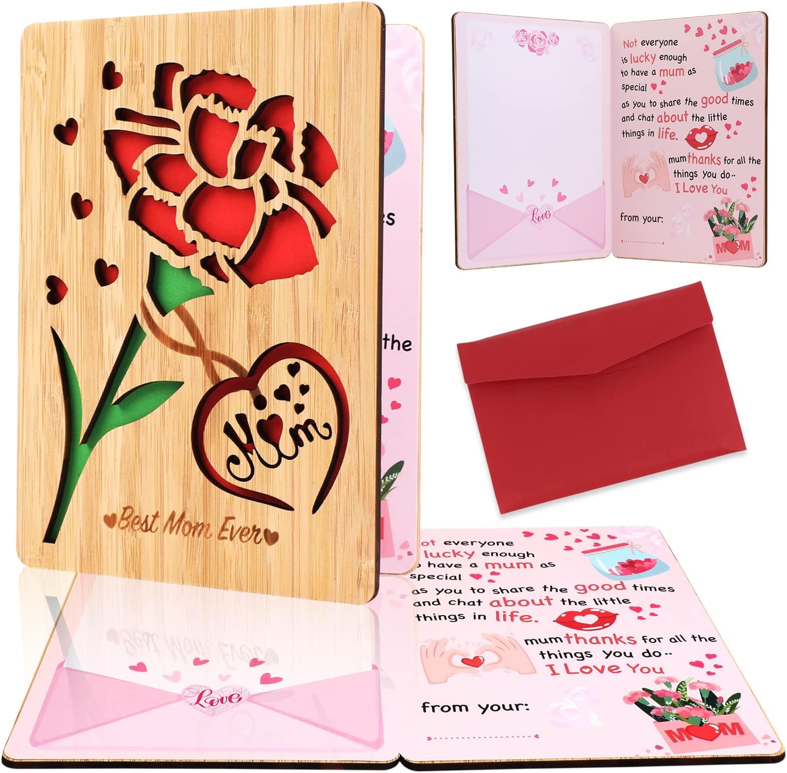 Mother's Day Card-Mum Birthday Card -Best Mum Ever Wooden Card for Mum ...