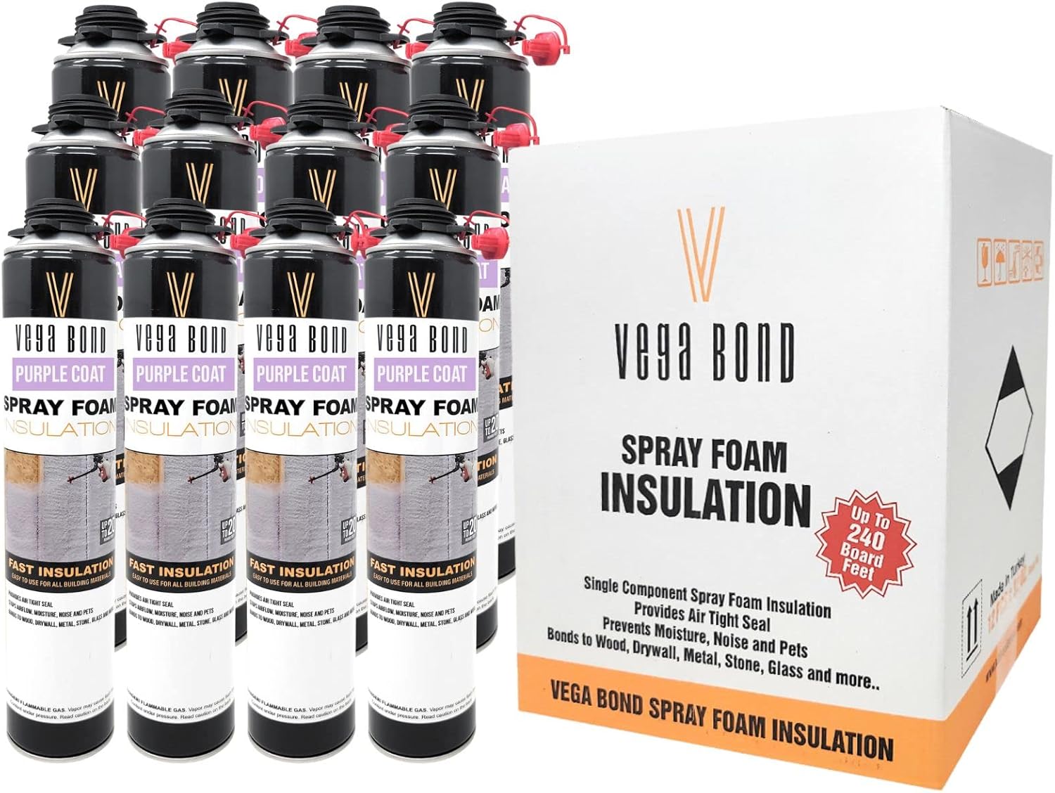 Vega Bond 12 Pack Insulation Spray Foam 29 oz (240 Board Feet) - 12 ...