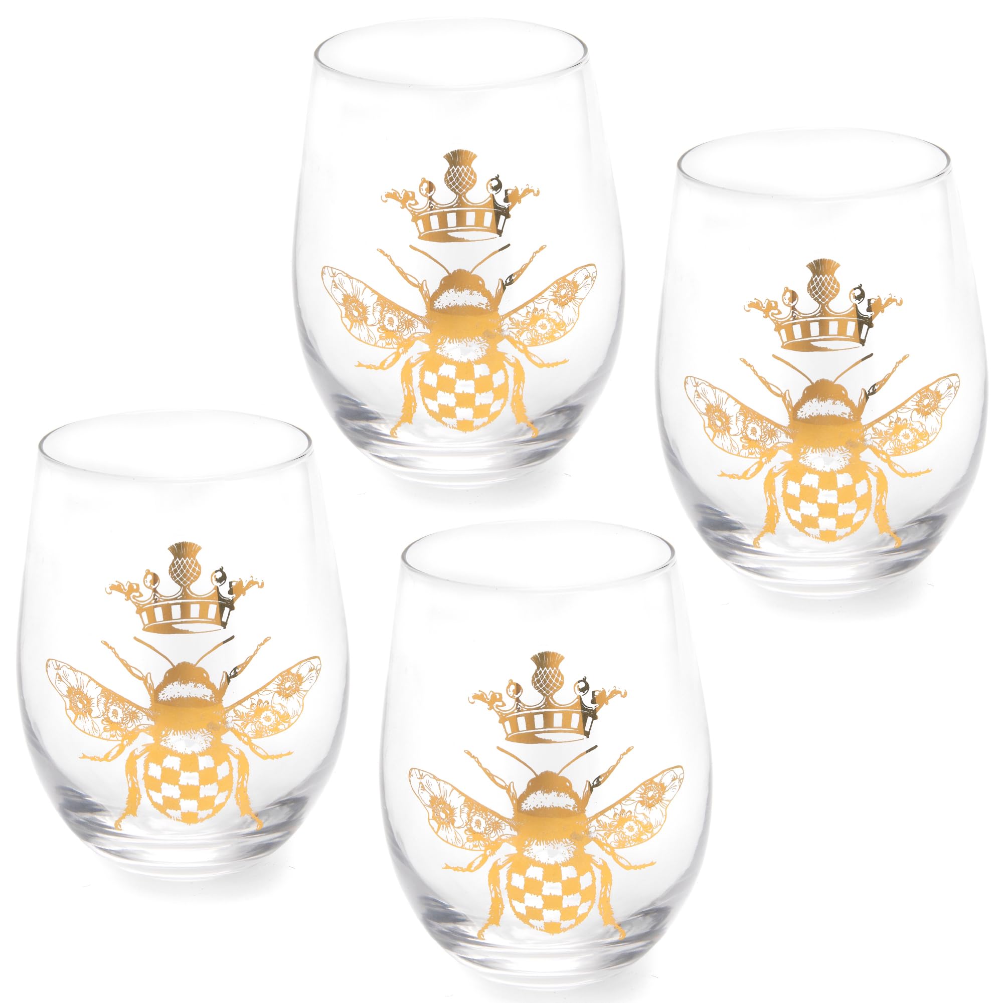 Amazon.com | MACKENZIE-CHILDS Stemless Wine Glasses, Decorative Wine ...