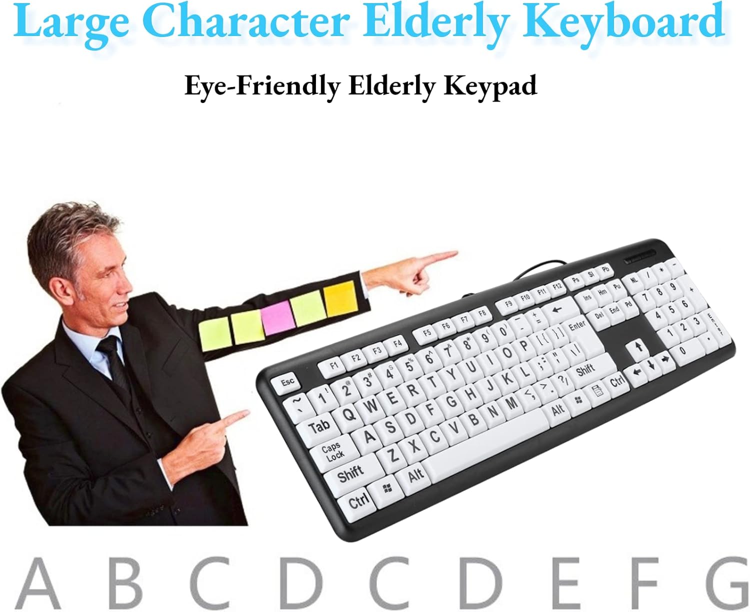 Wired Keyboard, USB Wired Old People Keyboard Computer Keyboard with ...