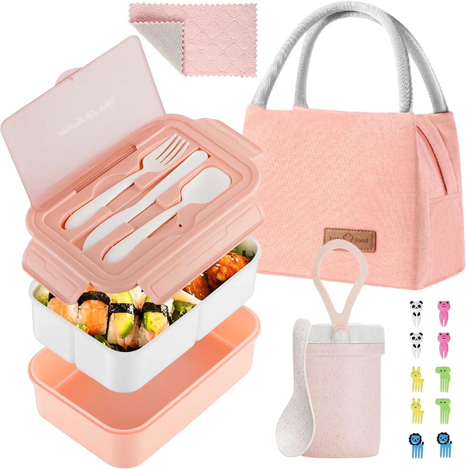 Amazon.com: 77 Pieces Preppy Bento Box Lunch Box Kit Large Pink ...