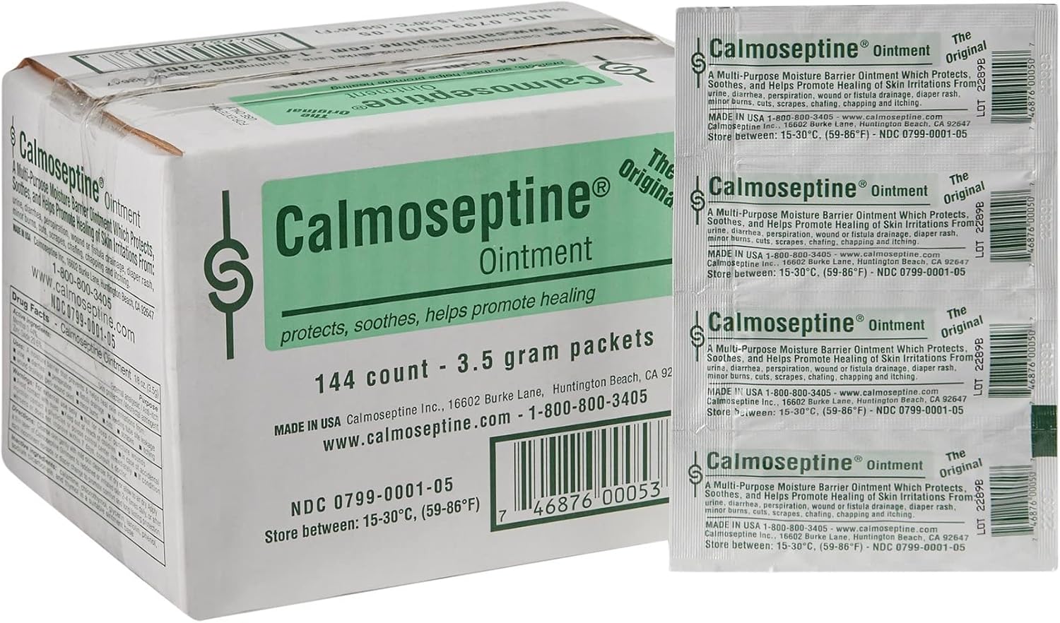 Calmoseptine Ointment Foil Packets 1/8 Oz 3.5G For Rashes And Irritated ...