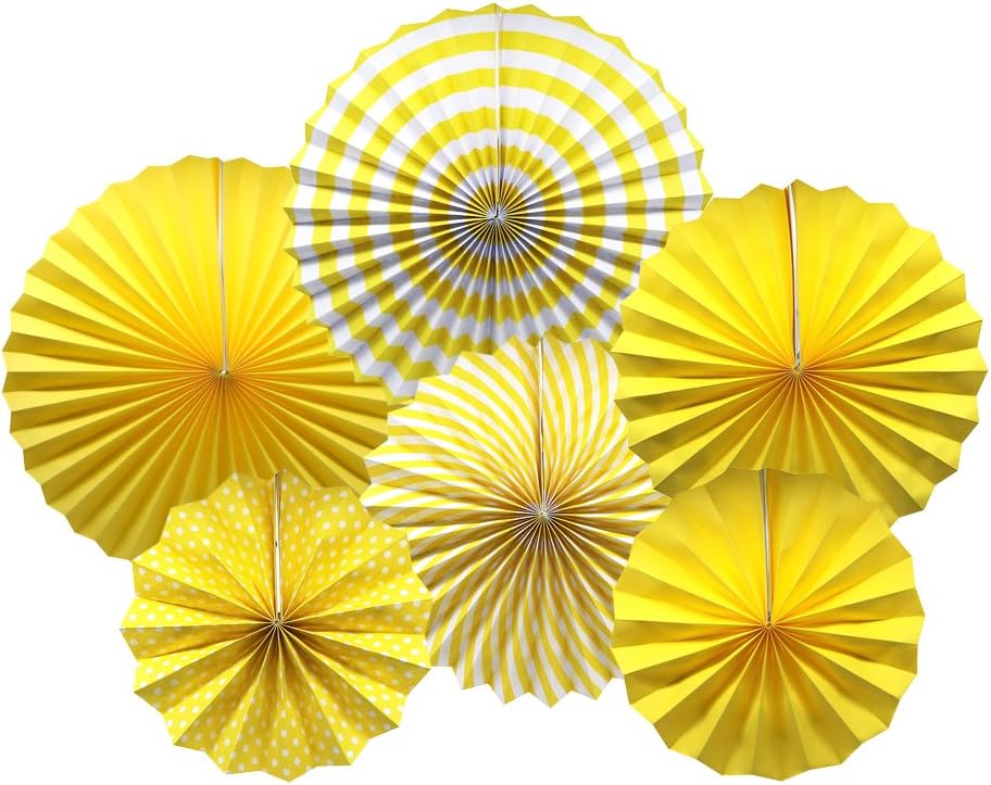 Amazon.com: Sunshine Yellow Round Hanging Paper Fans Decorations Baby ...