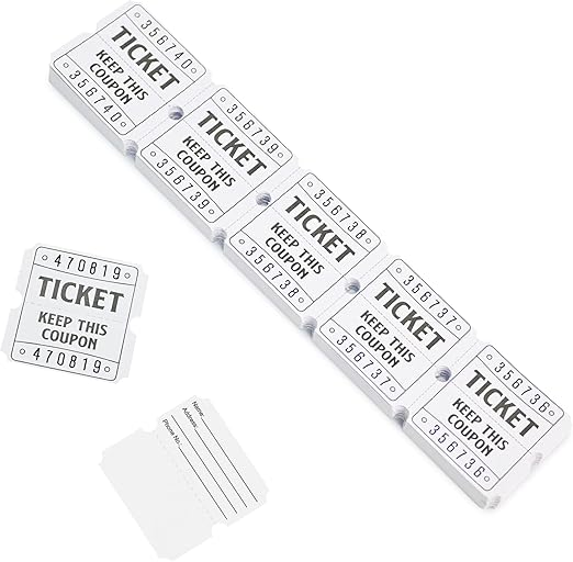 Amazon.com: DGBDPACK 250 White Raffle Tickets, 50/50 Raffle Tickets ...