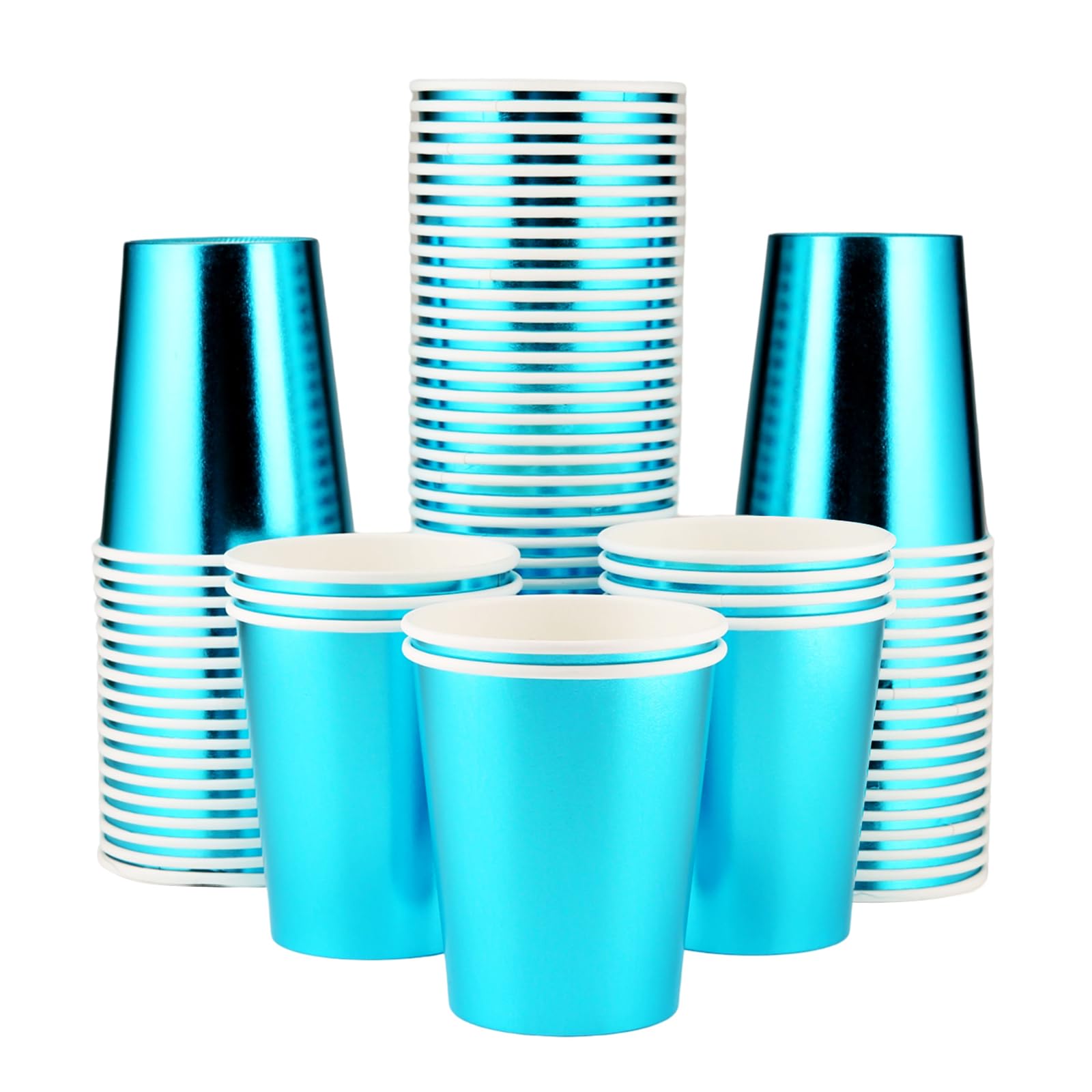 Amazon.com: ZebrAnt Metallic Blue Paper Cups 9 oz [50 pack] Disposable ...