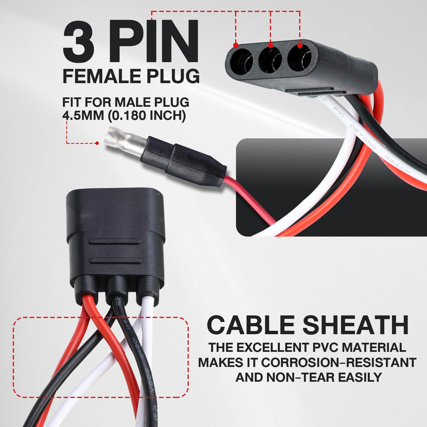 Snapklik.com : 3-Prong Female Bullet Plug - 100 Counts, 6.5 Inch ...