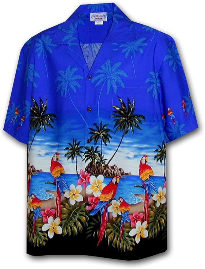 Amazon.com: Pacific Legend Men's Parrots Beach Border Hawaiian Shirt ...