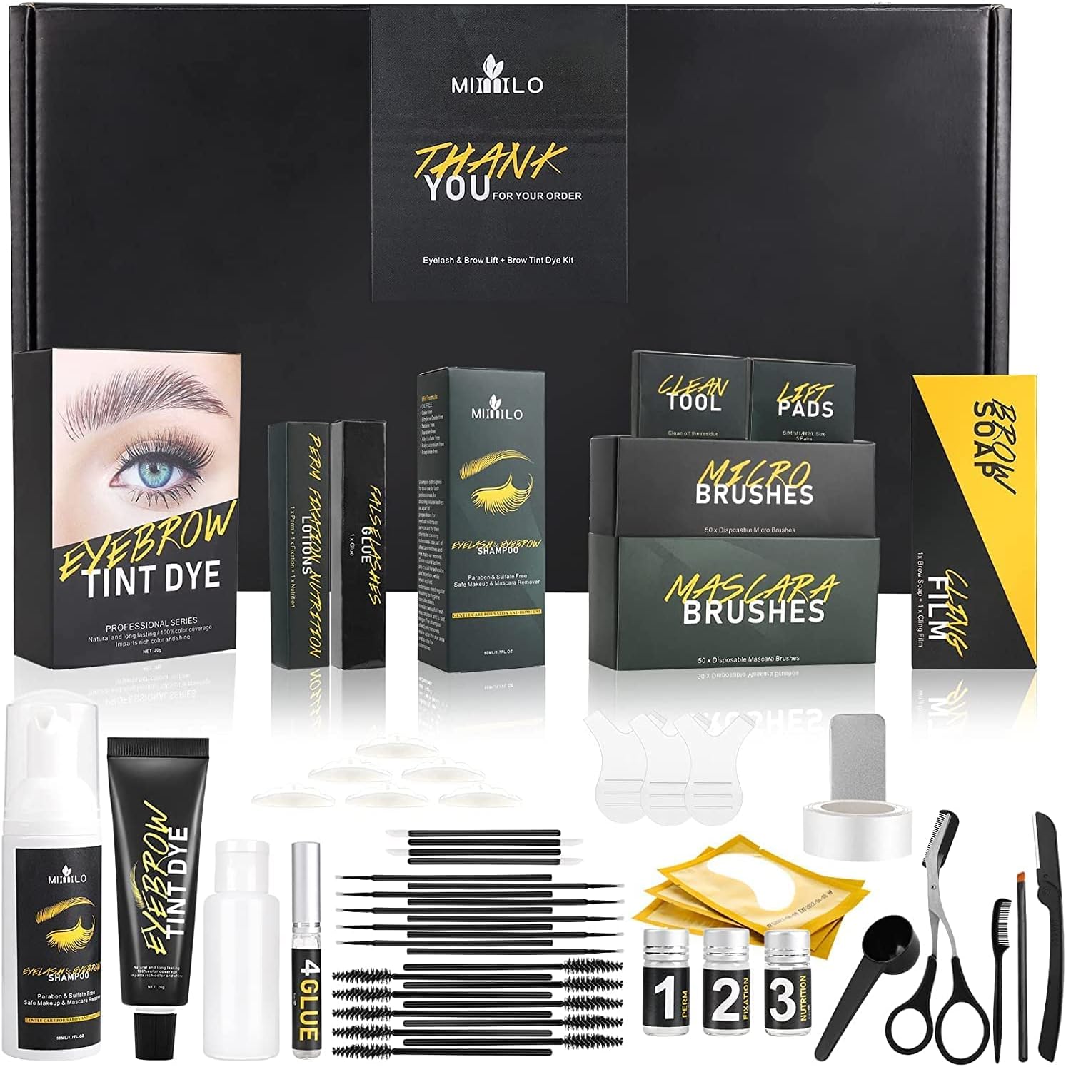 Amazon.com : 2 in 1 Black Lash & Brow Kit, Instant Eyebrow Makeup Set ...