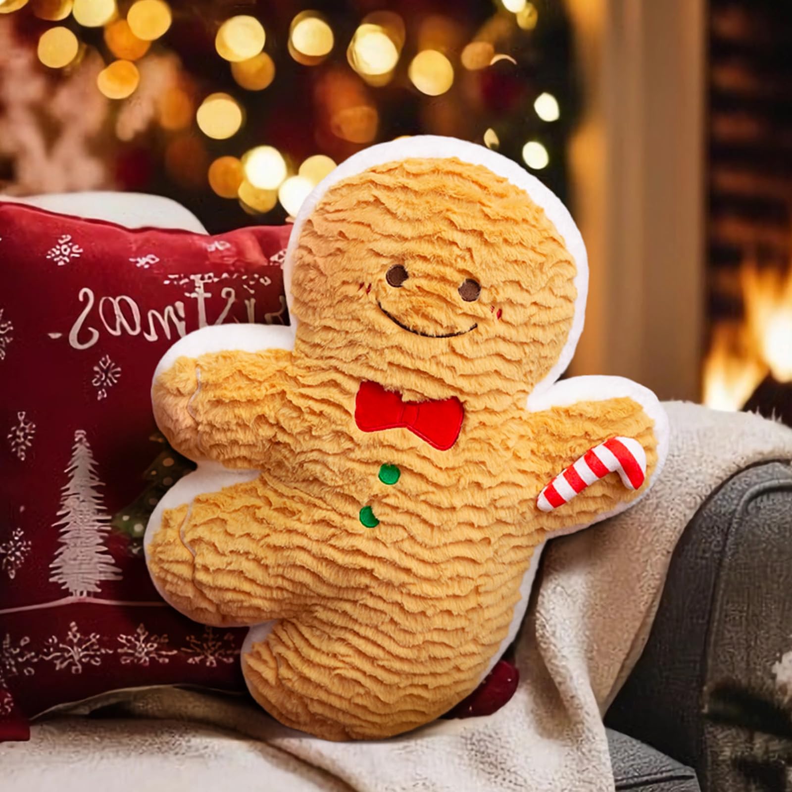 Amazon.com: Christmas Gingerbread Man Pillow Cute Throw Pillows Soft ...