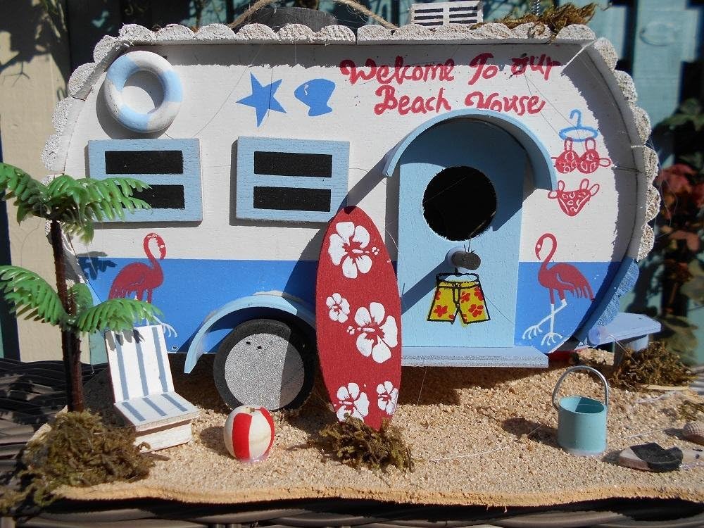 Caravan Bird House Box - Handcrafted Caravan Bird Box : Amazon.co.uk ...
