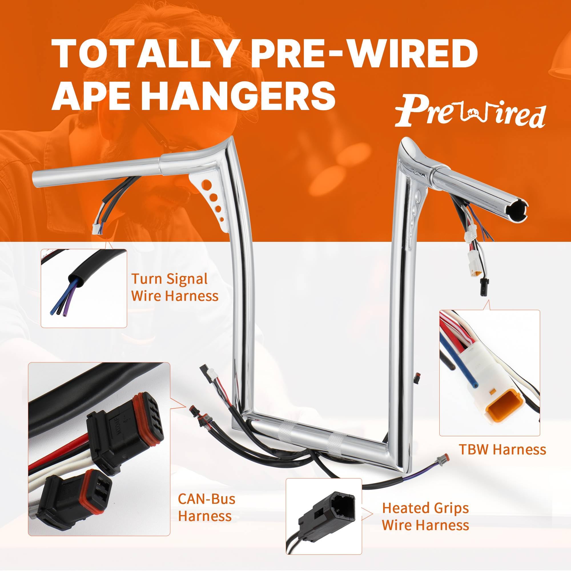 Snapklik.com : Prewired 12 Inch Bat-wing Ape Hangers Road King Special ...