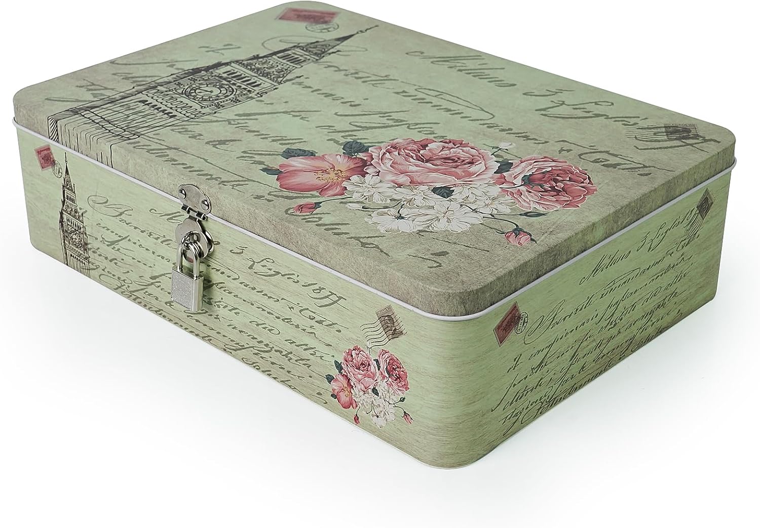 Amazon.com: Luwint Tin Metal Storage Box - Vintage Letter Paper Cookies ...