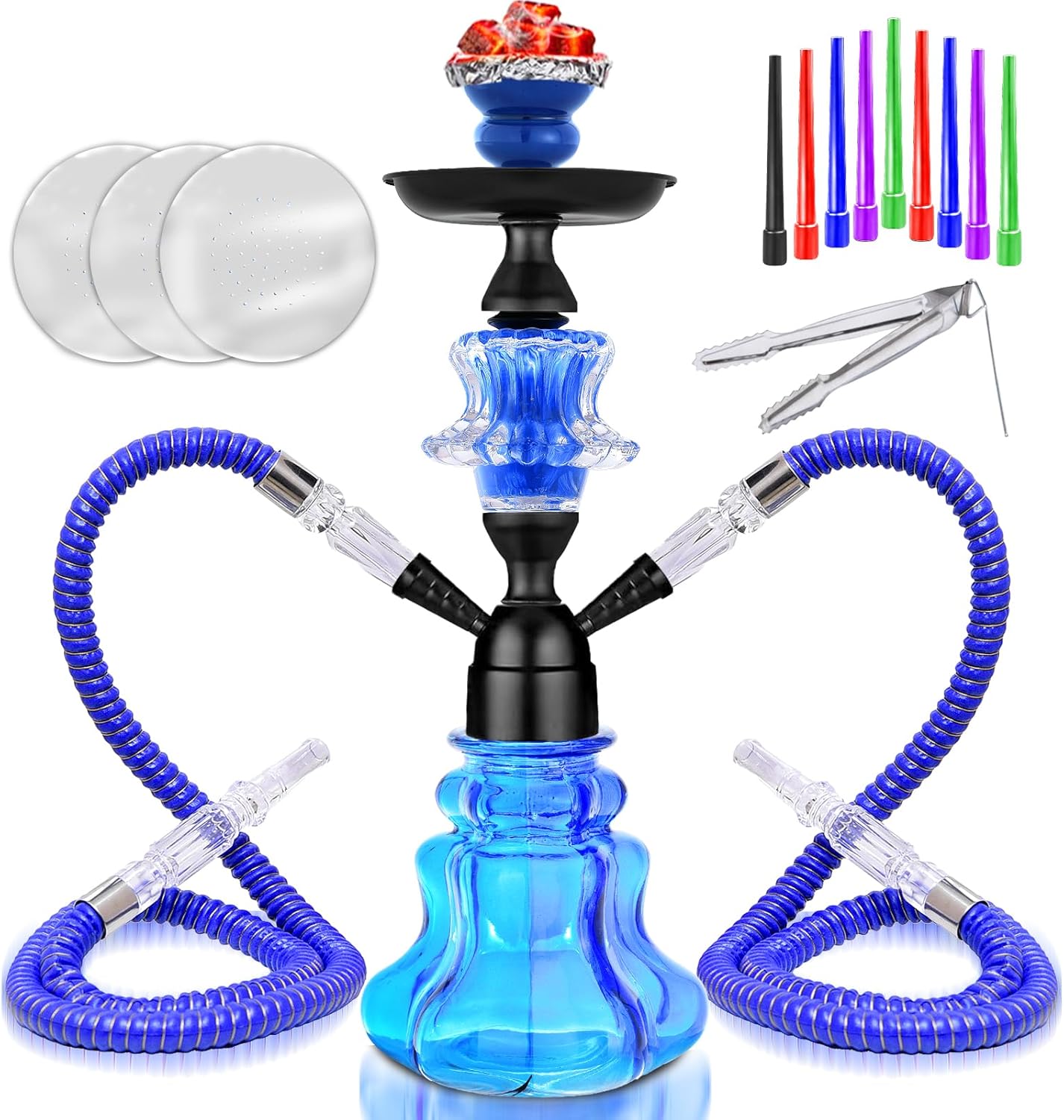 Amazon.com: 14" Premium 2-Hose Hookah Set - Complete Portable Kit with ...