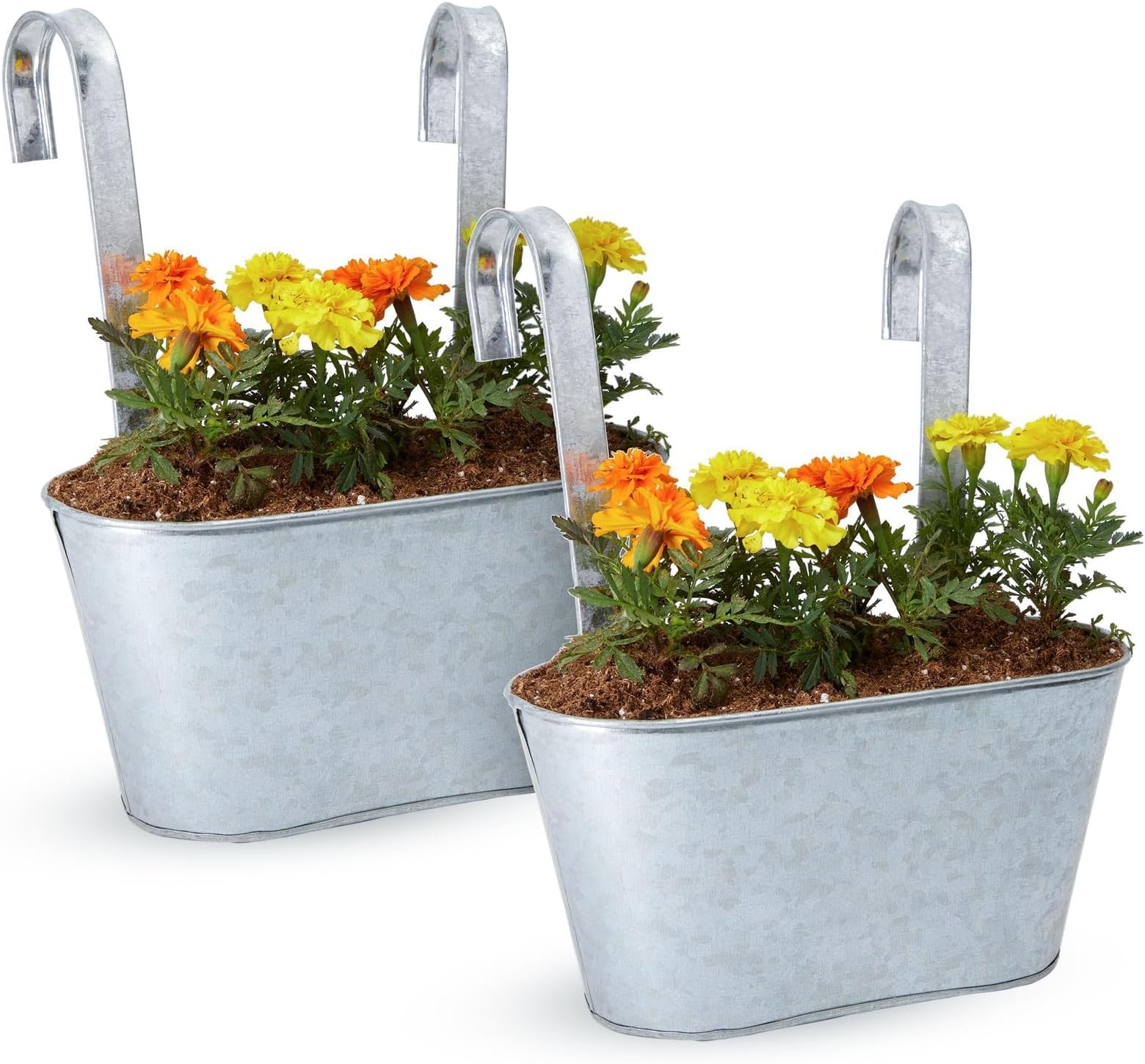 Amazon.com: Juvale 2 Pack Large Galvanized Metal Hanging Bucket Planter ...