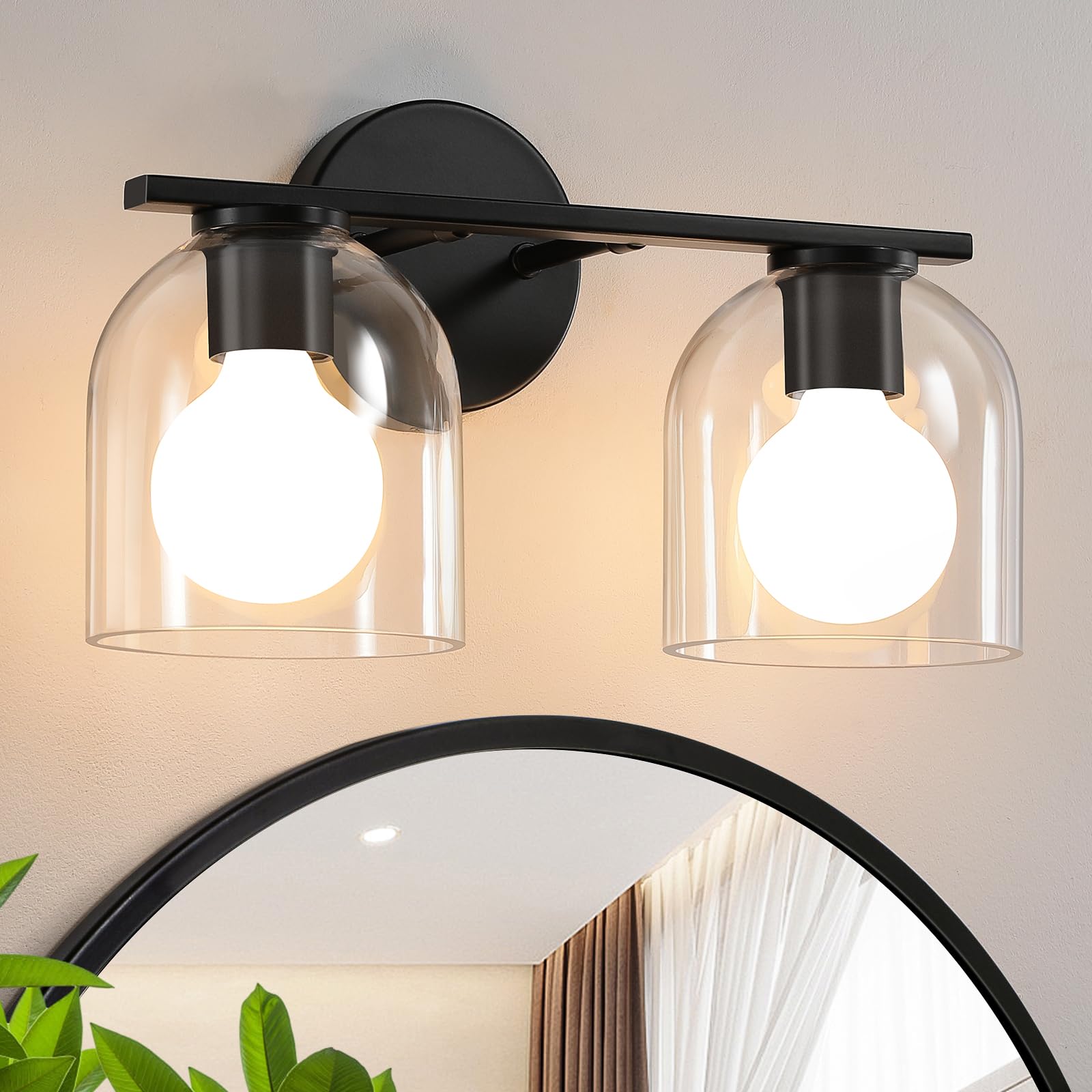 WOSHITU Bathroom Vanity Light Fixtures: 14.2 Inch Modern Black Bathroom ...