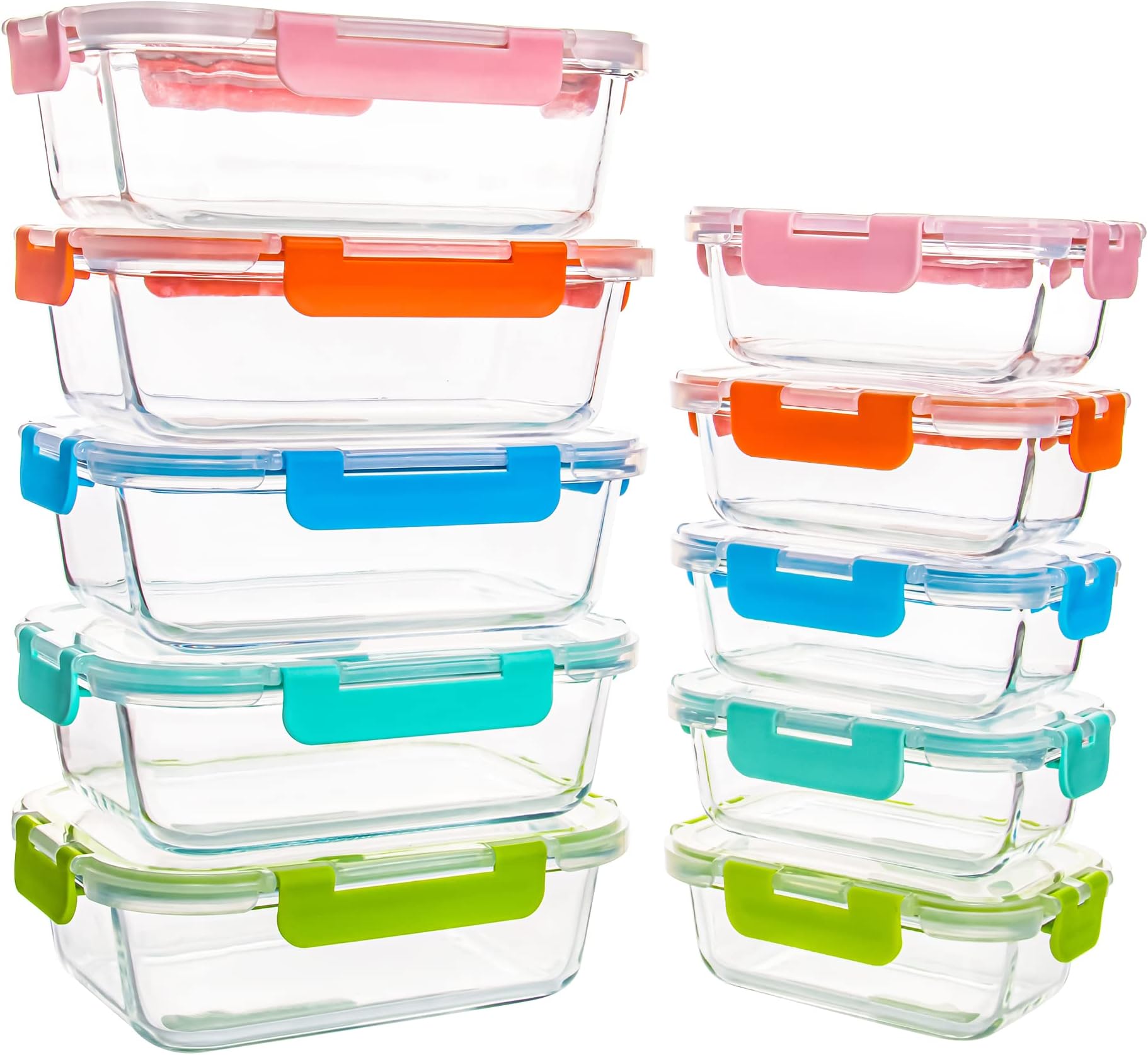 Amazon.com: PrepNaturals 10 Pack Glass Food Storage Containers with ...