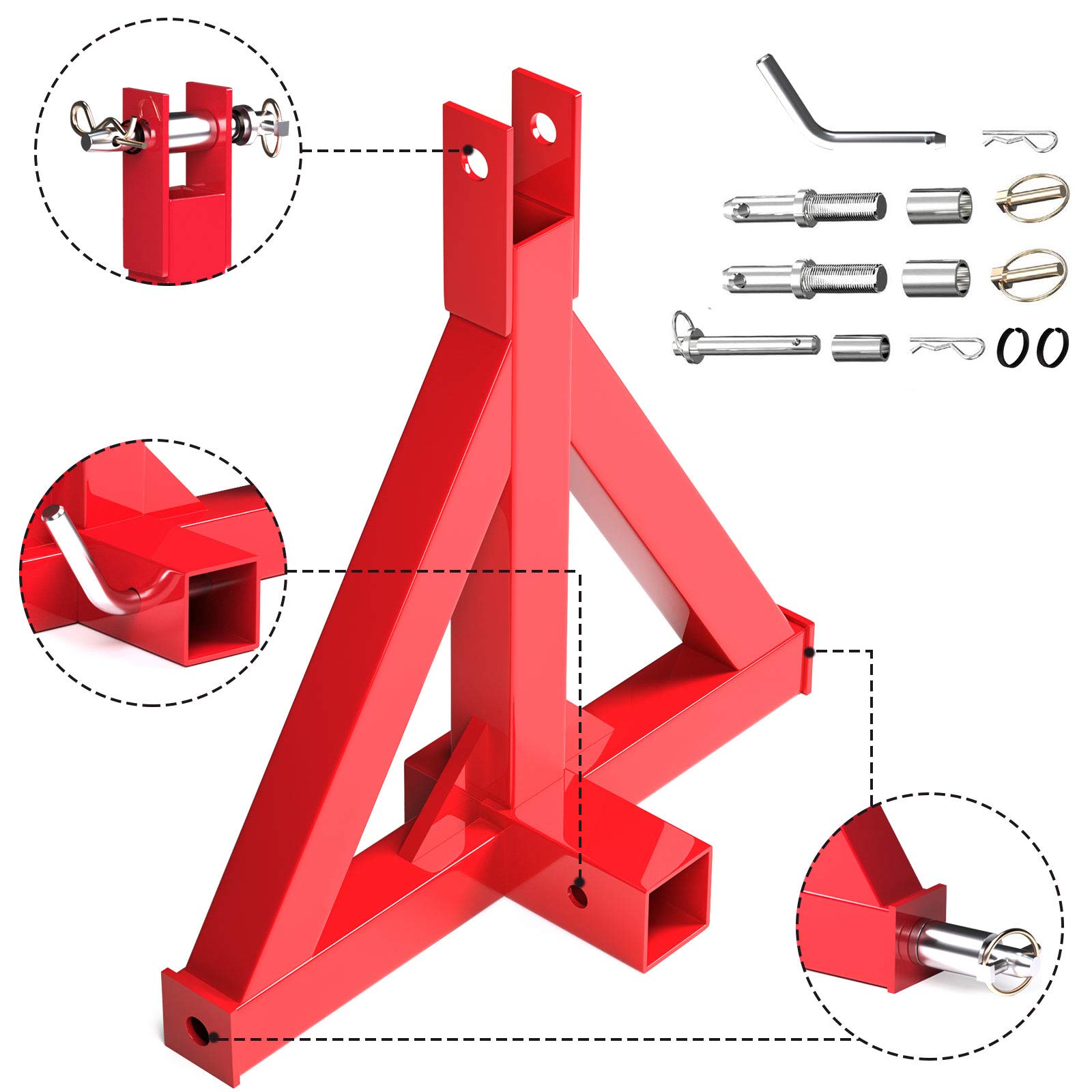 Luanoy Heavy-Duty 3 Point 2" Hitch Receiver Adapter Drawbar Trailer ...