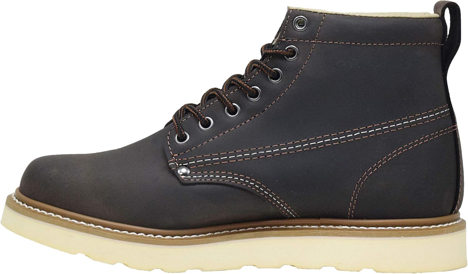 Golden Fox Work Boots Men's 6" Plain Toe Wedge Boot for Construction ...