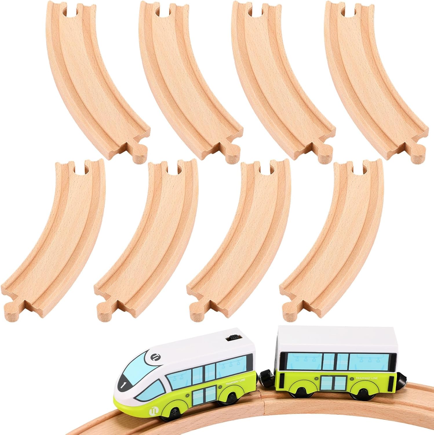 Amazon.com: Liliful Pack of 8 Wood Train Track Expansion Packs ...