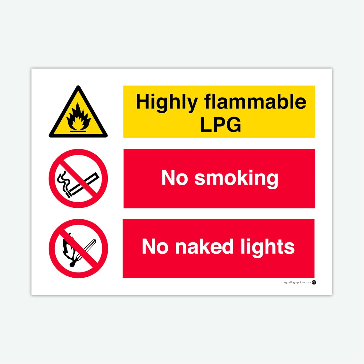 Highly Flammable LPG Safety Sign | 300 x 400mm | No Smoking | No Naked ...