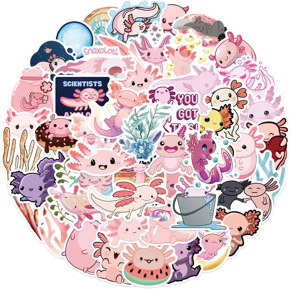 Amazon.com: ULIGUJA Axolotl Stickers 50pcs, Cute Waterproof Vinyl ...