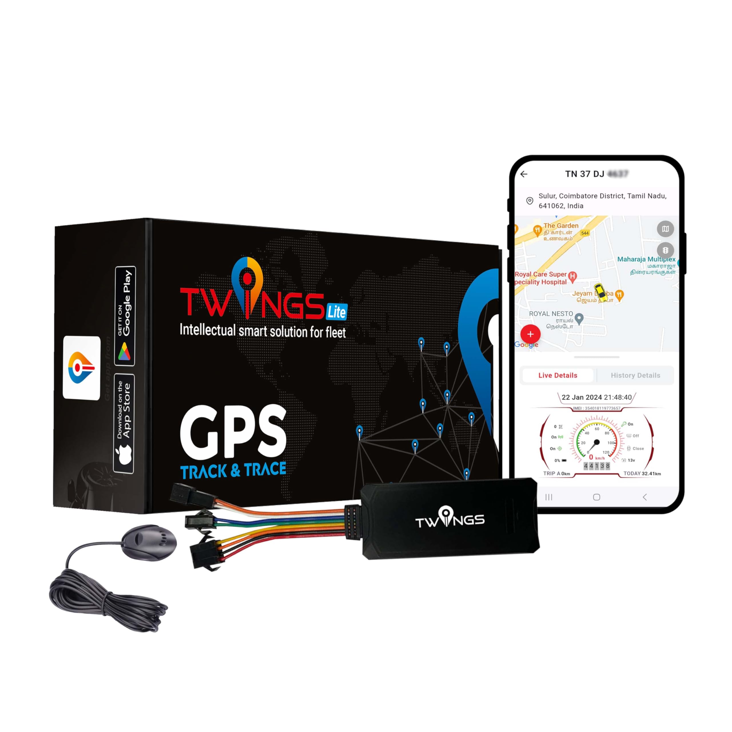 TWINGS LITE- 8 Wired Hidden GPS Tracker with Mic Supported (Live ...