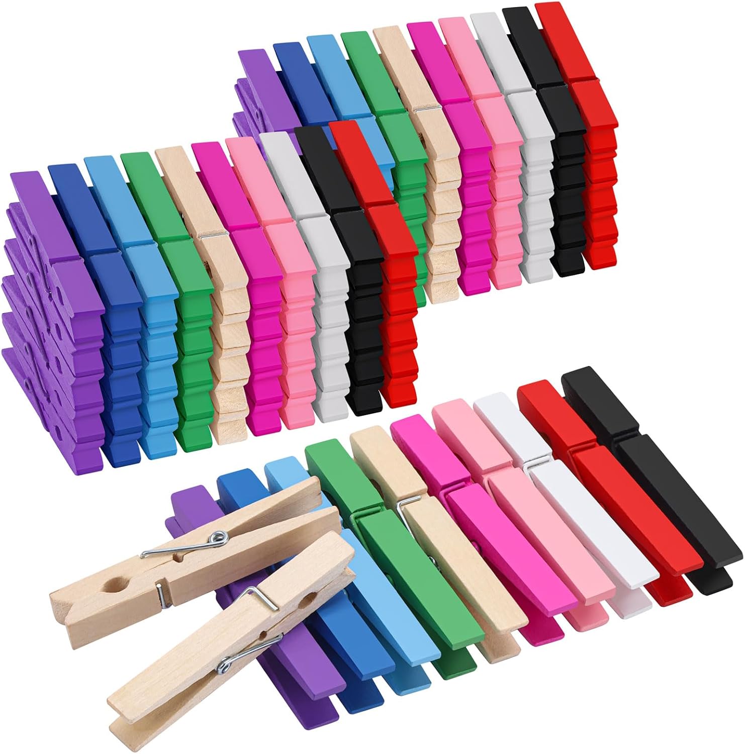 Amazon.com: 100Pcs Colored Wooden Clothespins, 2.9inch Clothes Pins for ...