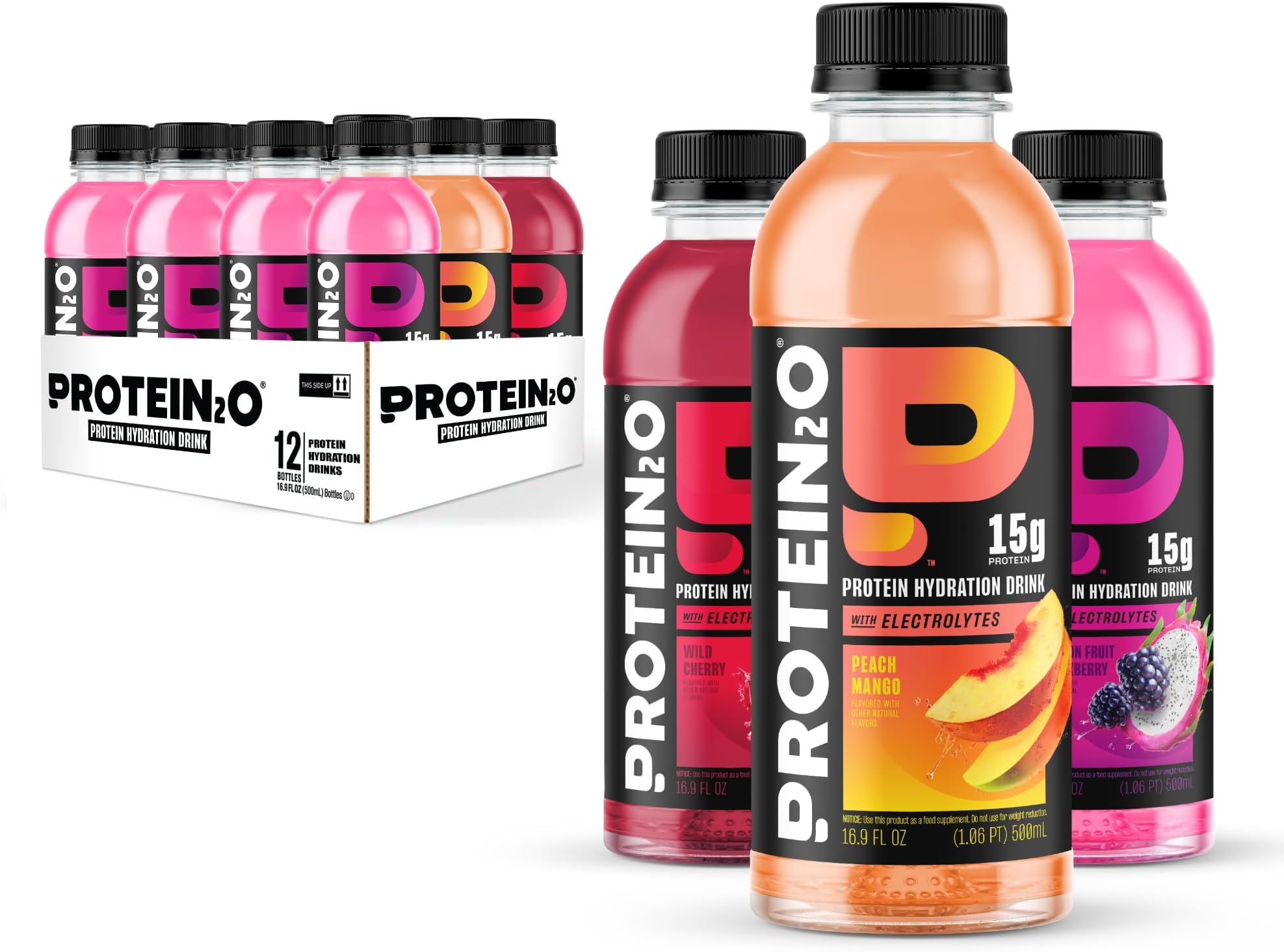 Protein2o Protein Infused Water, Flavor Fusion Variety Pack (16.9 Oz ...