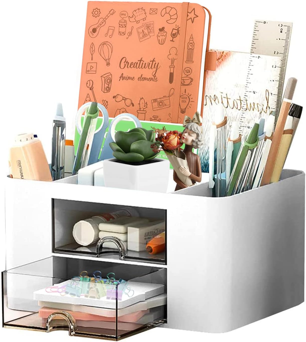 GUJIN Schreibtisch Organizer, 5 Fächer Plastik Tisch Organizer mit ...