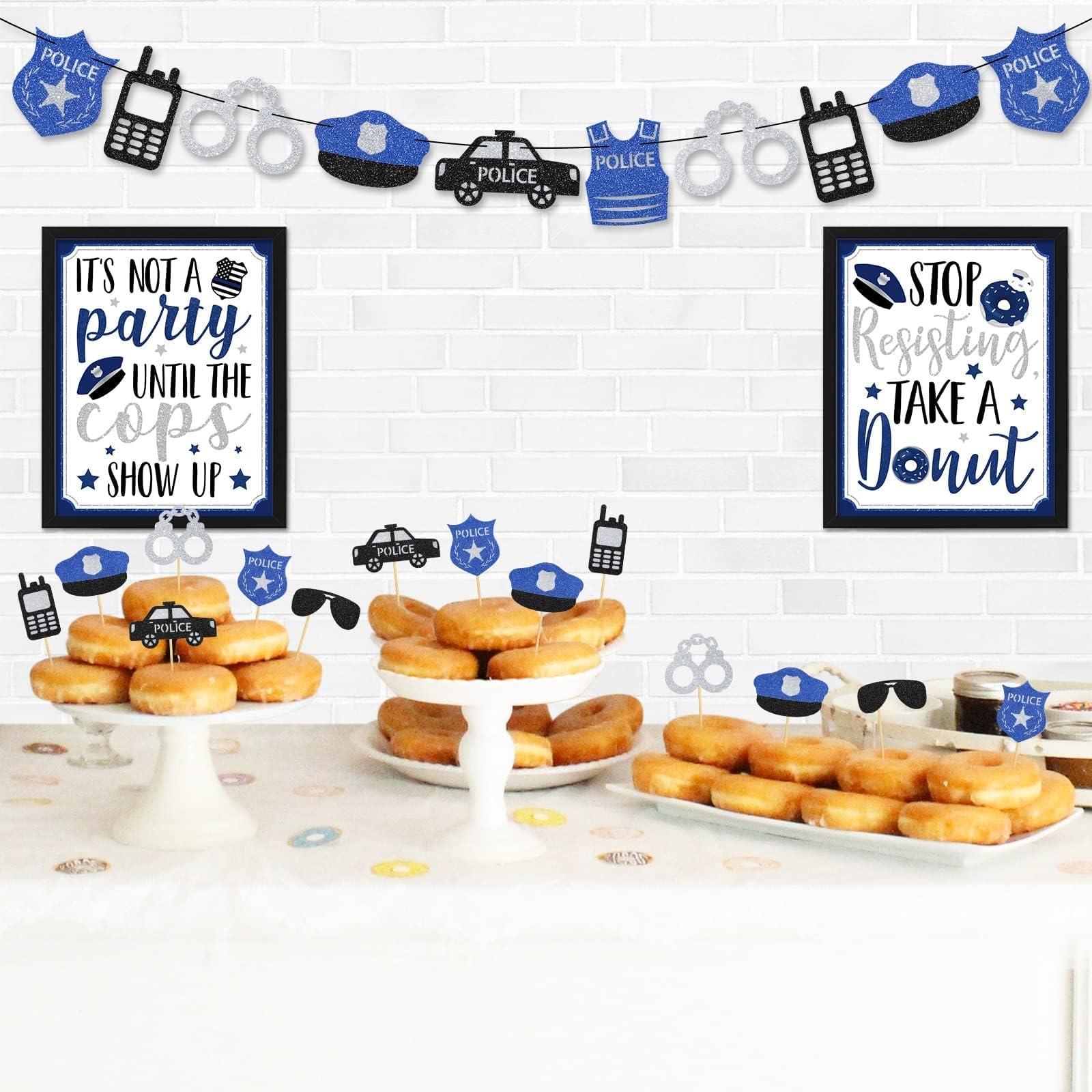 Snapklik.com : Officer Donut Bar Decoration Kit Police Banner Party ...