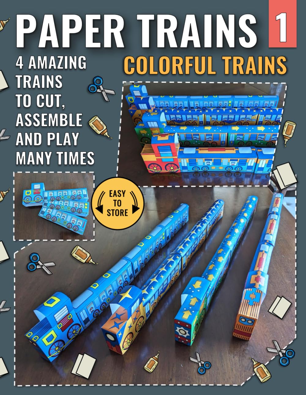 Amazon.com: Paper Trains 1 - Colorful Trains: 4 Amazing Trains to Cut ...