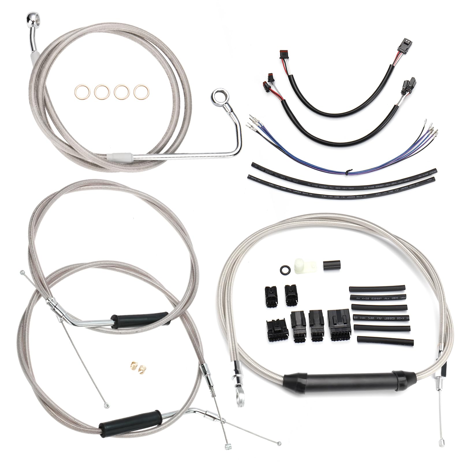 Snapklik.com : 12" Handlebars Extended Wire Kit For Harley Softail 2011-2015