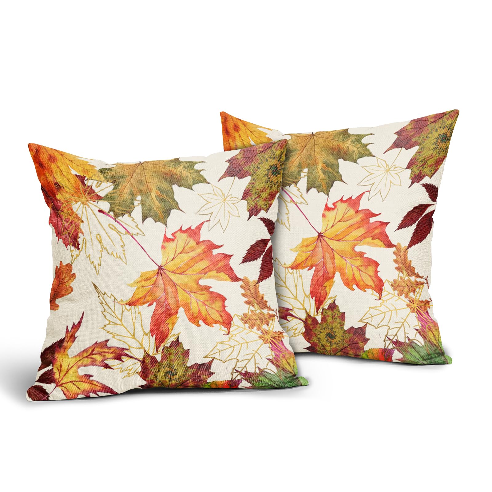 Amazon.com: Fall Leaf Pillow Covers 18x18 Inch Set of 2 Happy Autumn ...