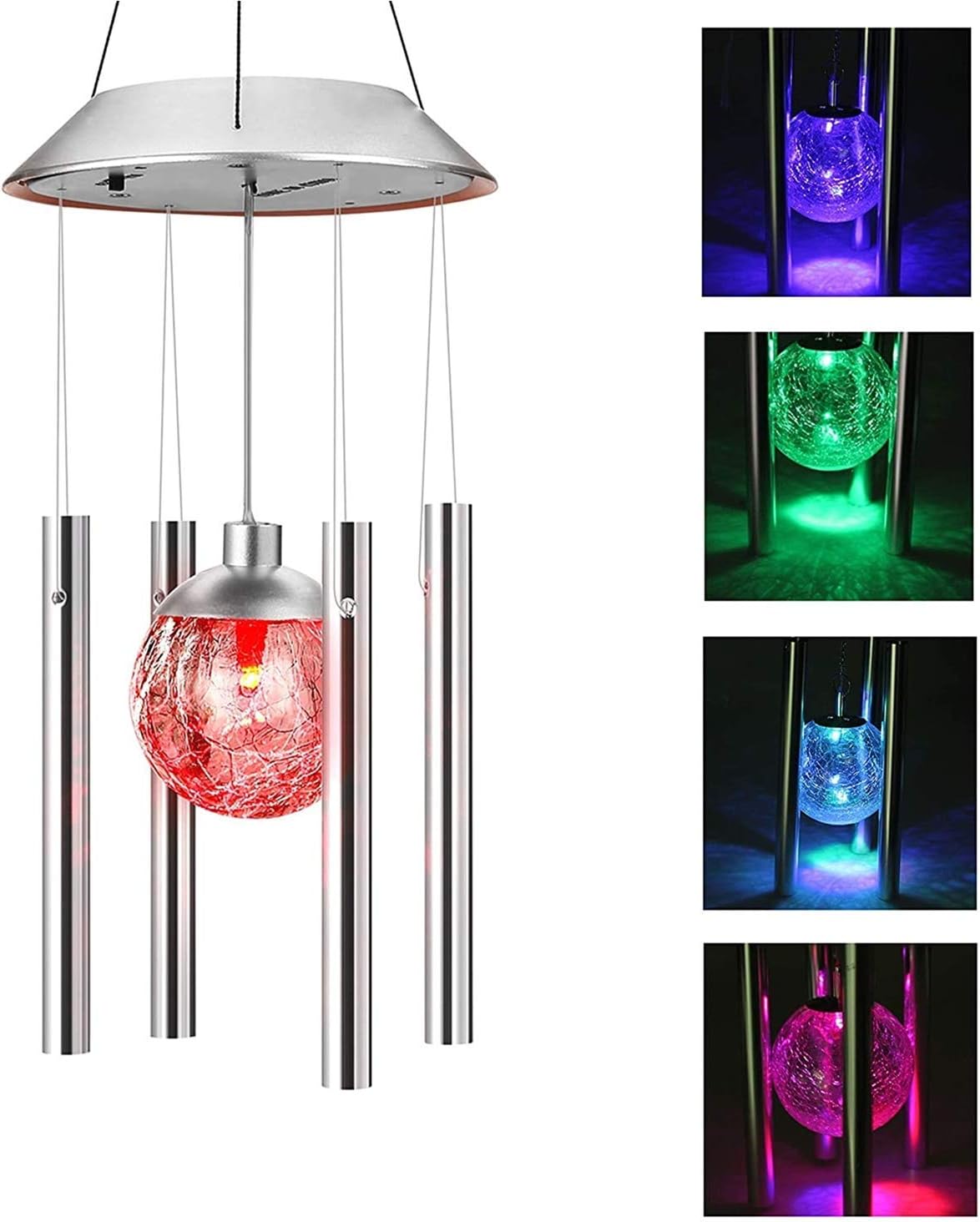 Amazon.com : IMAGE Solar Wind Chime Outdoor Hanging Lights Crackle ...