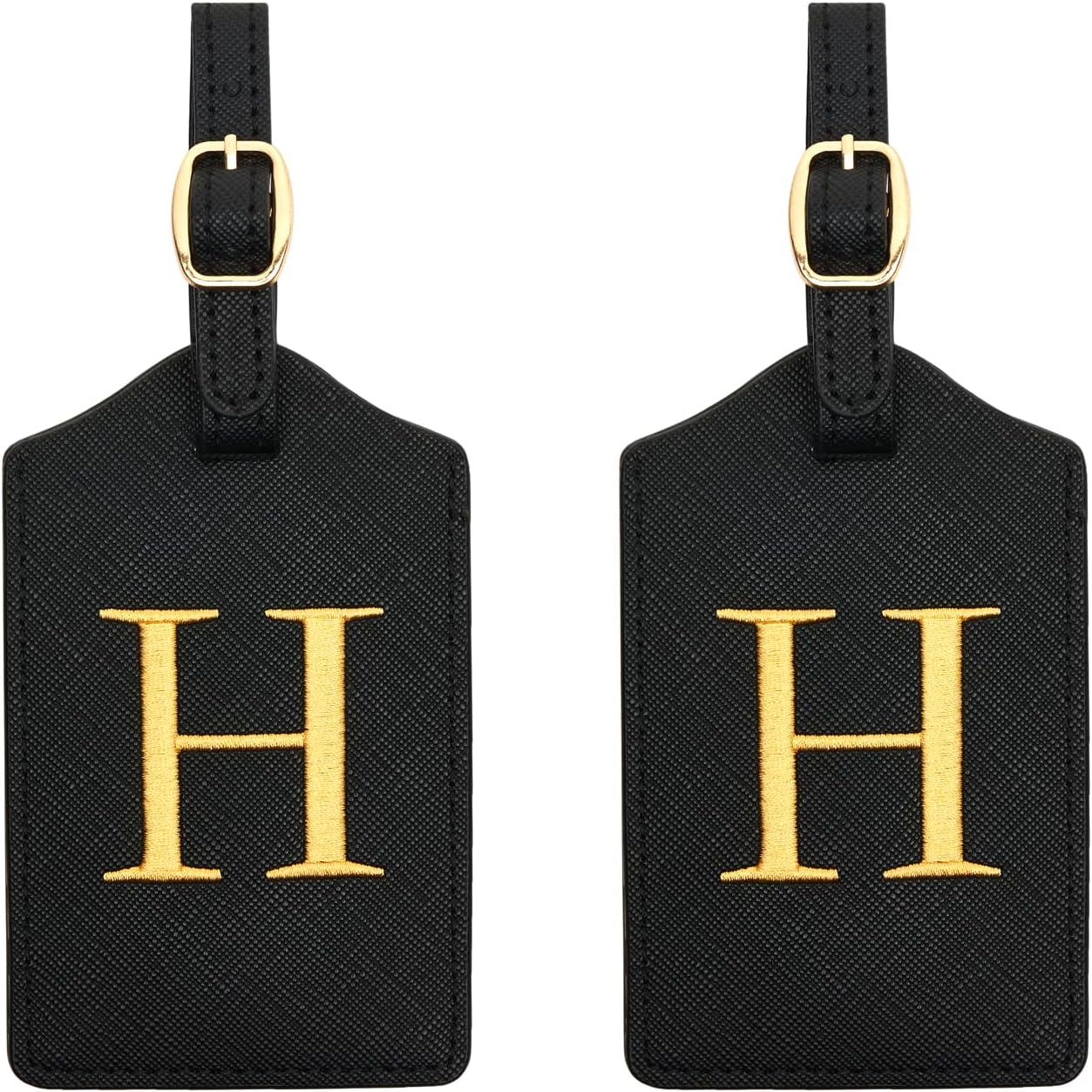 Amazon.com: 2 Pcs Initial Luggage Tags Monogrammed PU Leather Luggage Tags Embroidered Luggage ...