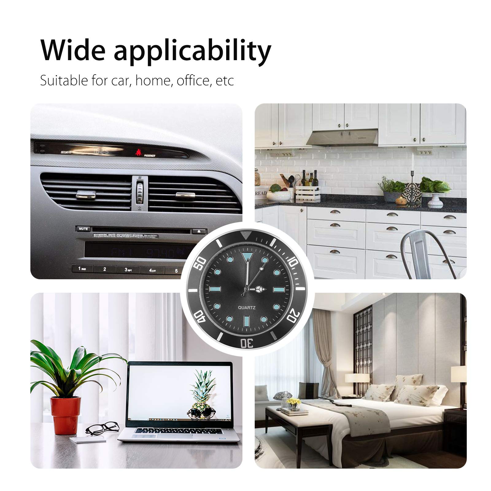 EEEKit Car Dashboard Clock, Universal 5cm Mini Quartz Analog Watch ...