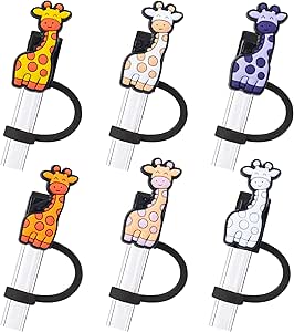 Amazon.com: Giraffe Straw Topper, 10mm (0.4in) Animal Straw Covers for ...