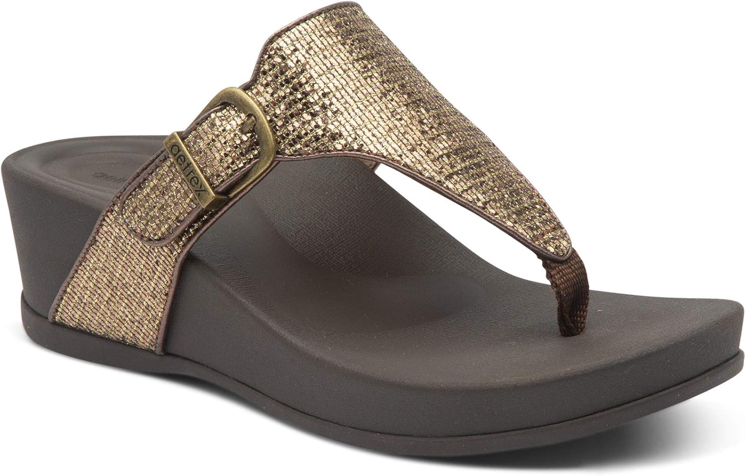 Amazon.com | Aetrex Kate Orthopedic Thong Wedge Sandals for Women ...